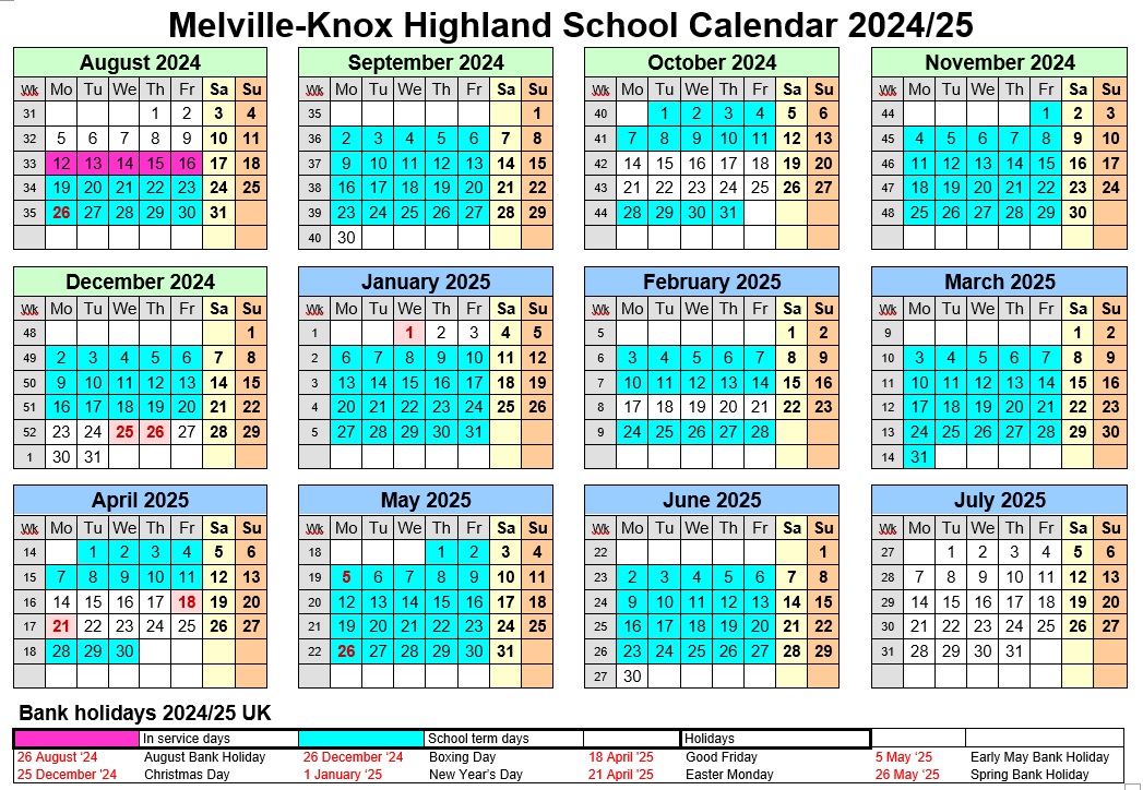 School Calendar - Melville-Knox Highland